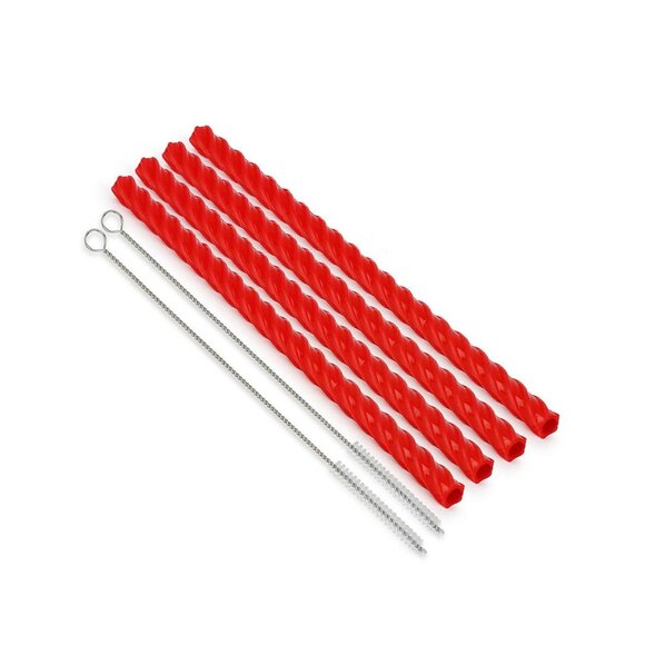 Kitchen | Cherry Red Reusable Silicone Straws 4 Pack With Cleaning ...